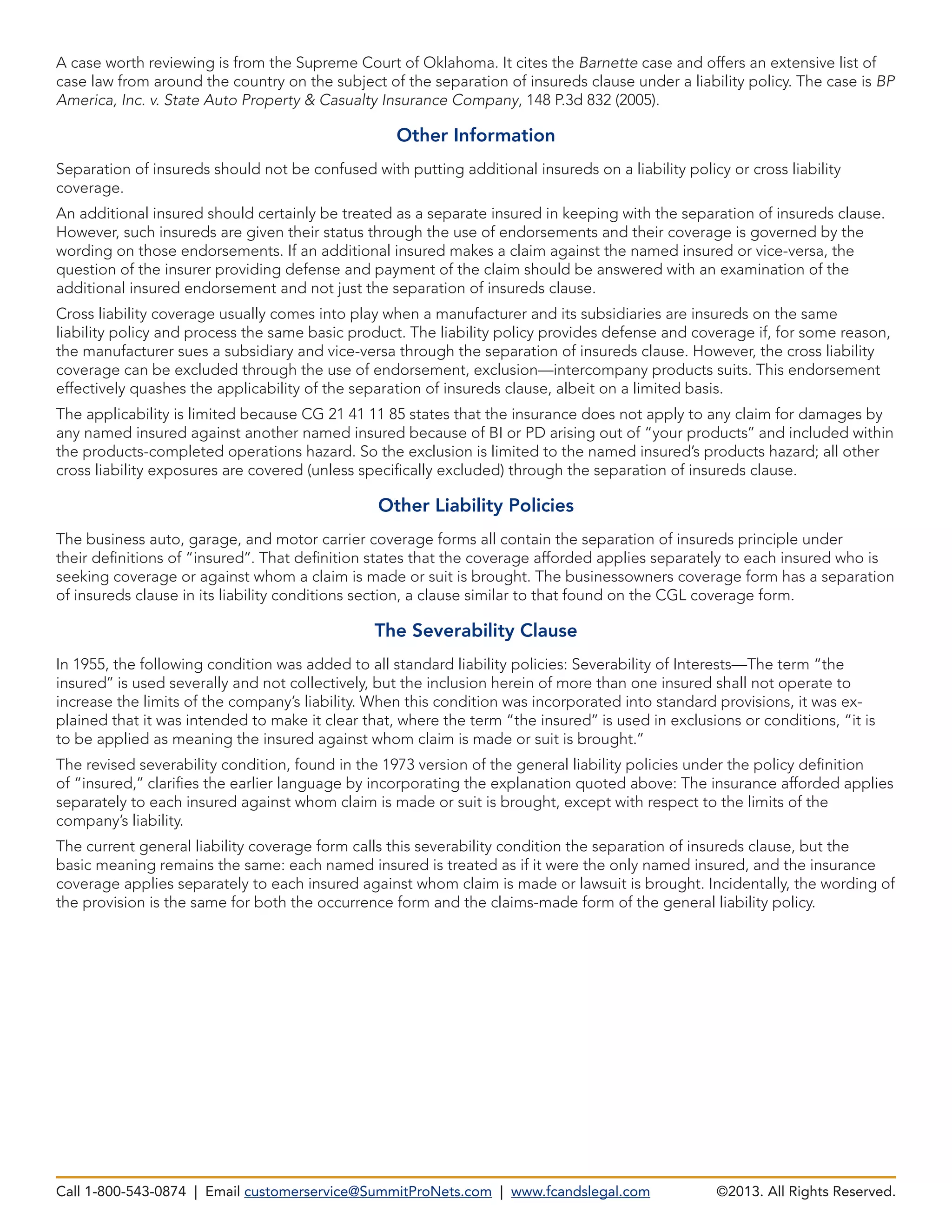 Separation of Insureds | PDF