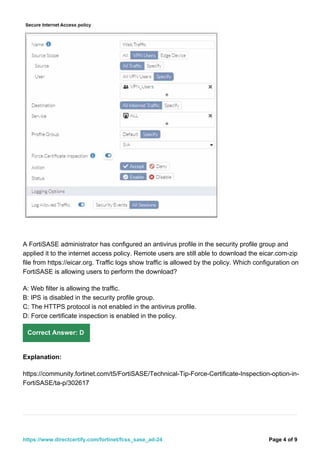 FCSS_SASE_AD-24 Certification – Fortinet FortiSASE 24 Administrator | PDF