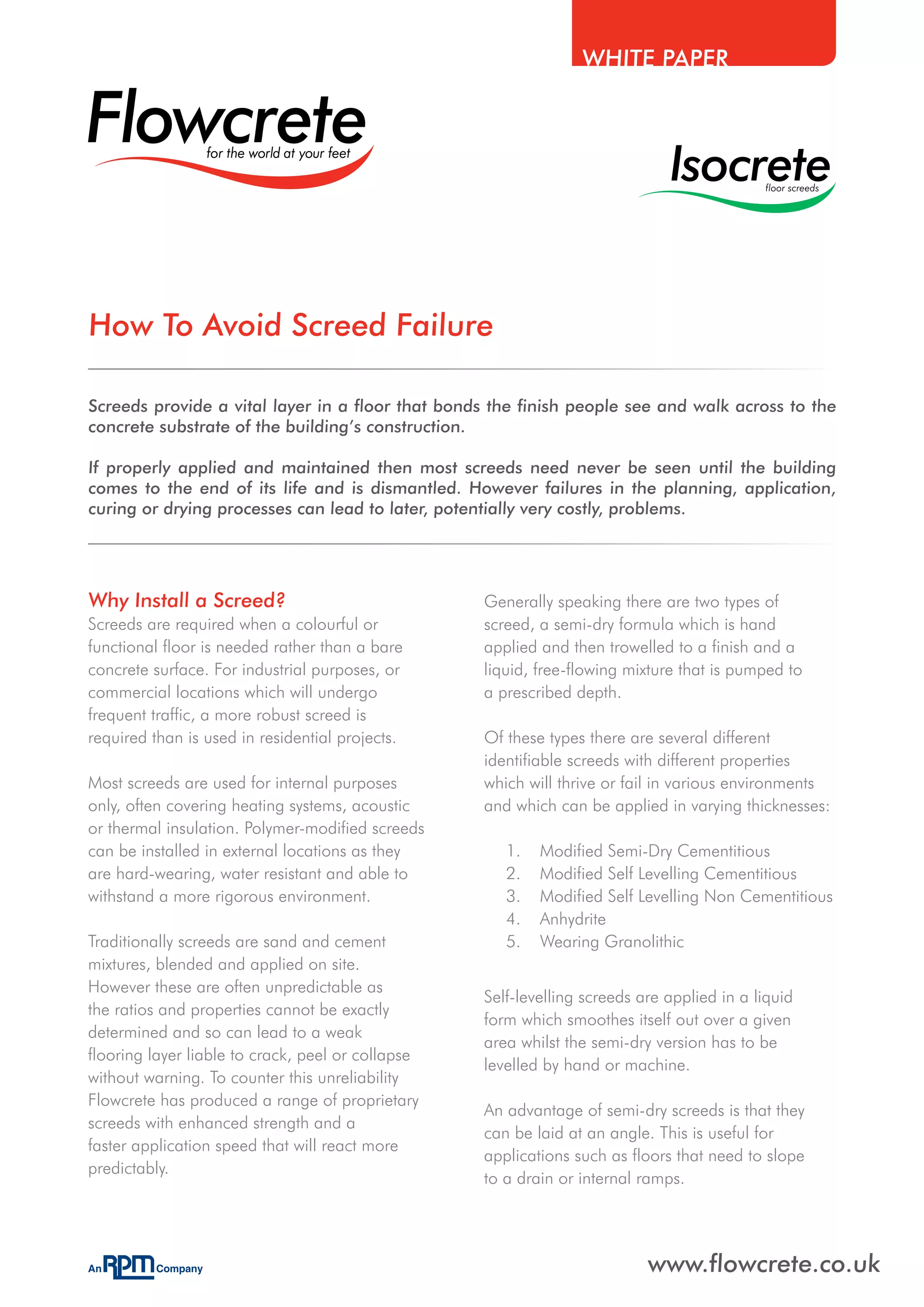 How To Avoid Screed Failure | PDF