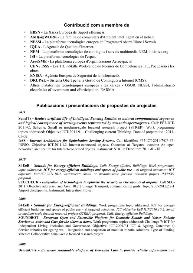 FCV curriculum vitae Setembre 2011 [CT] | PDF