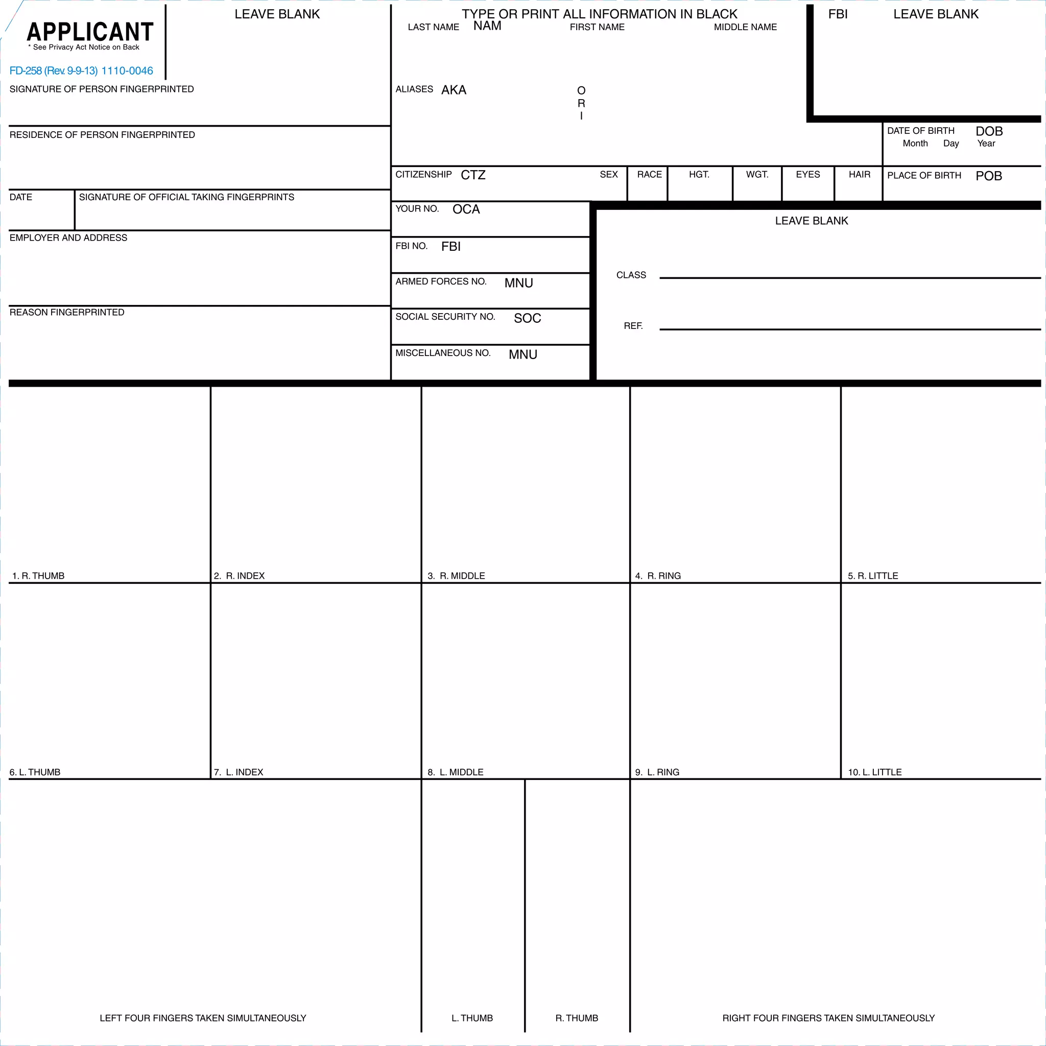 Fd 258 form | PDF