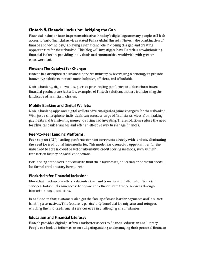 Fintech & Financial Inclusion | PDF