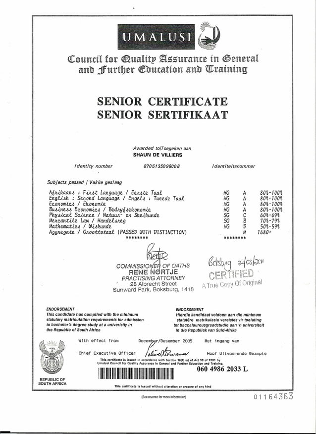 MATRIC - CERTIFICATE | PDF