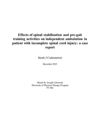 Effects of spinal stabilization and pre-gait training on independent ...
