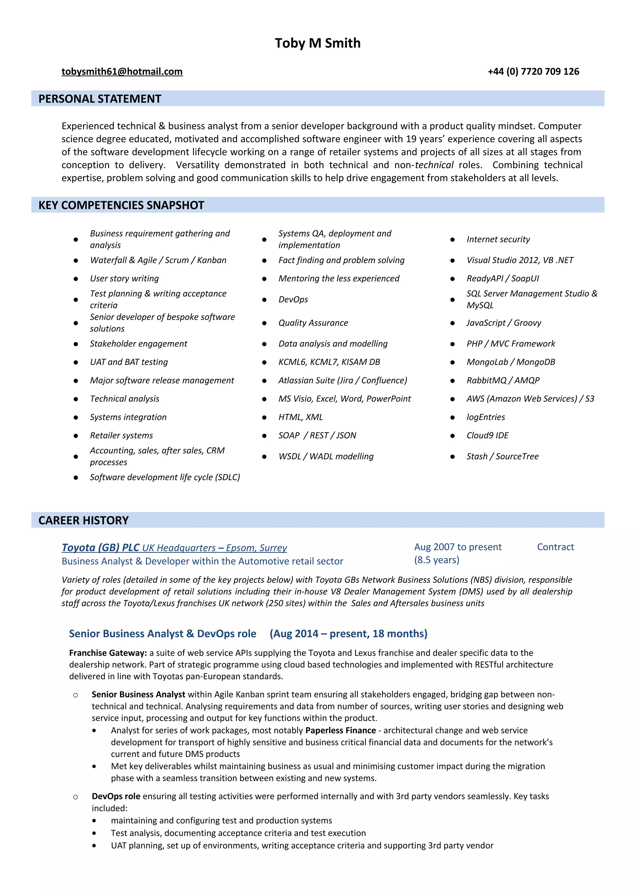 Toby Smith CV v4 | PDF