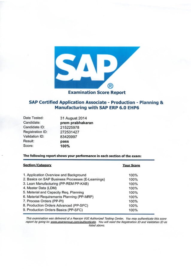 SAP PP Certificate | PDF