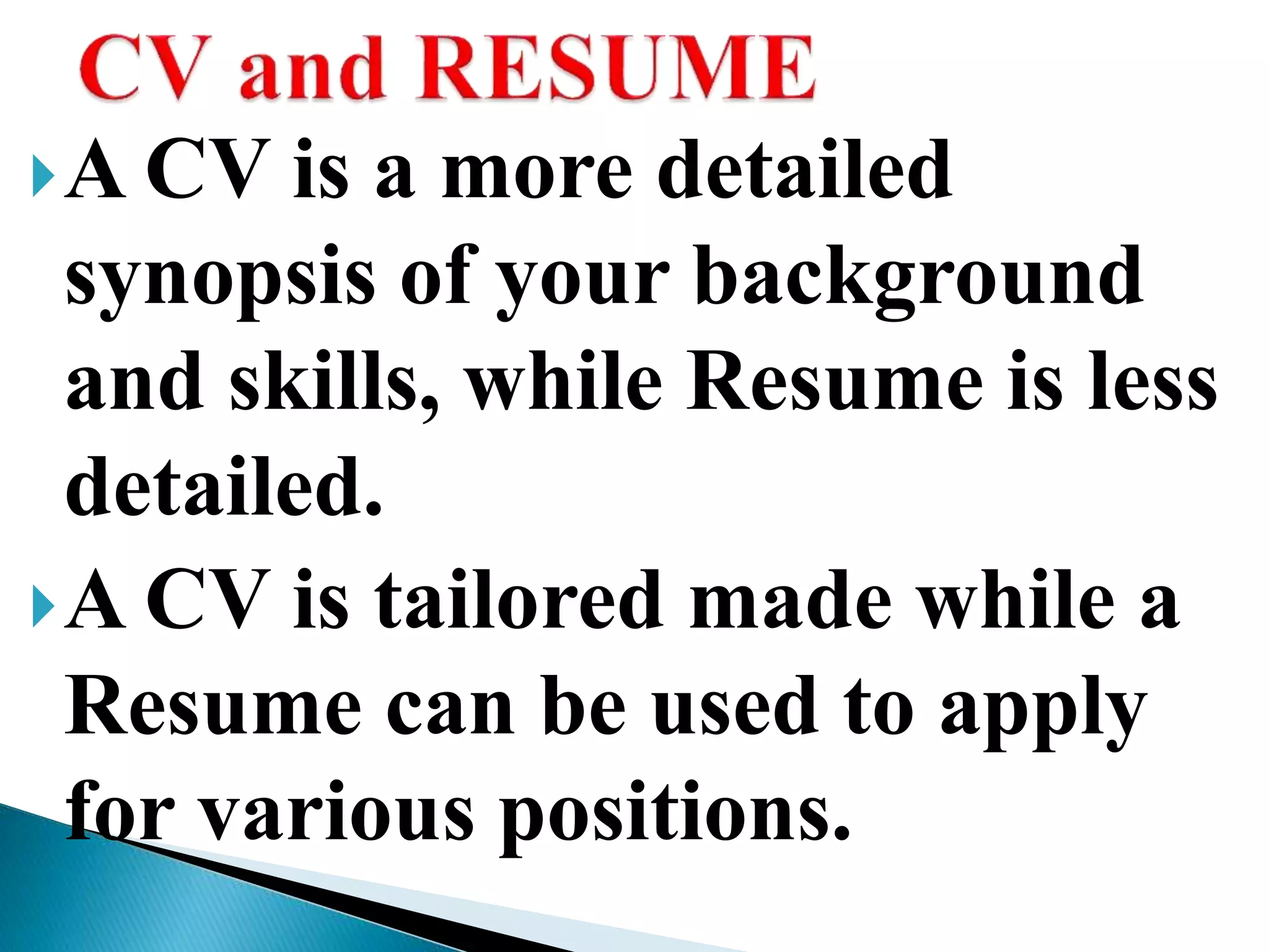 CV Writing Presentation | PPTX