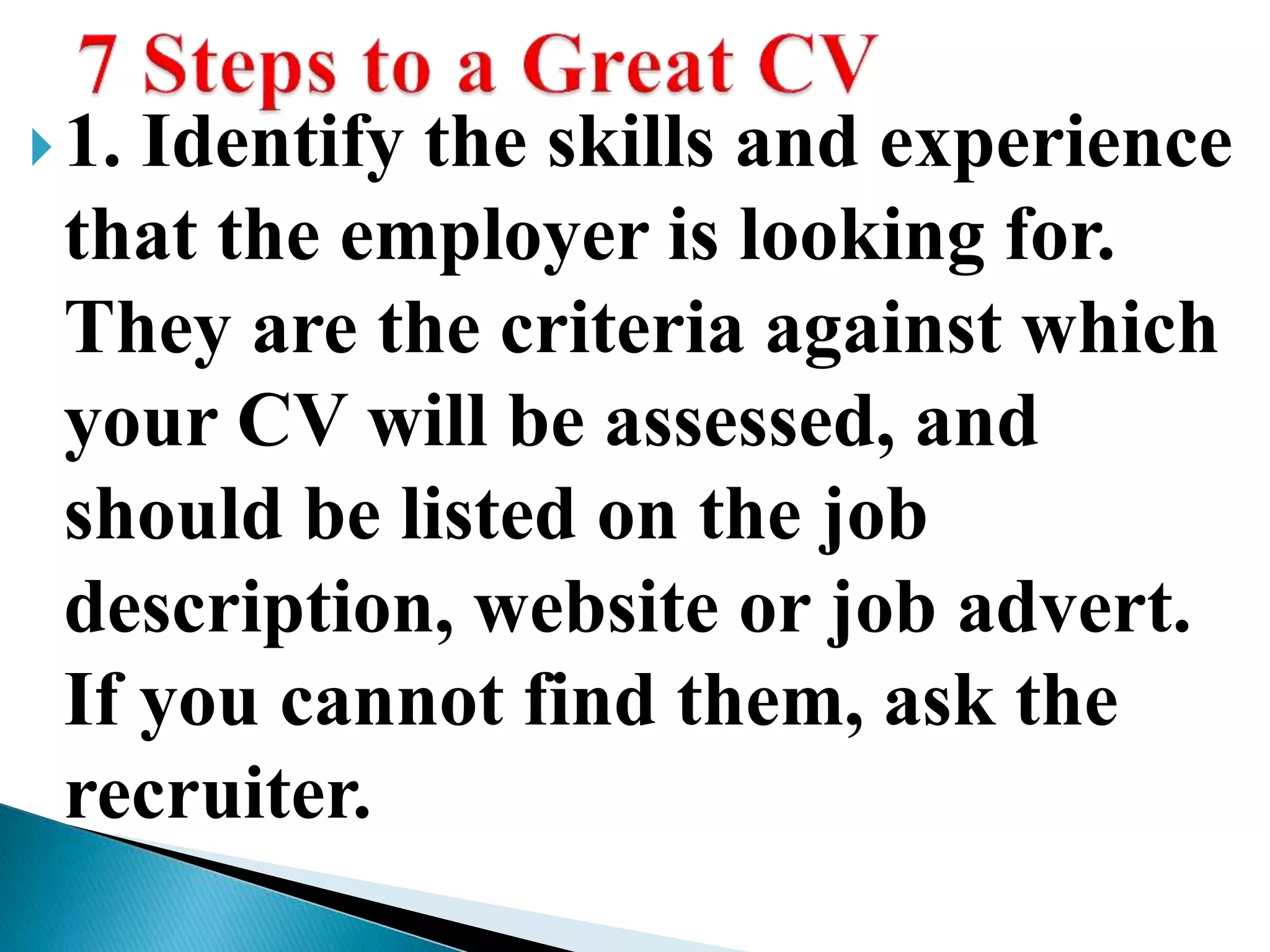 CV Writing Presentation | PPTX