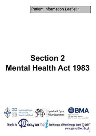 MHA Section 2 - Leaflet 1 | PDF | Mental Health | Diseases and Conditions
