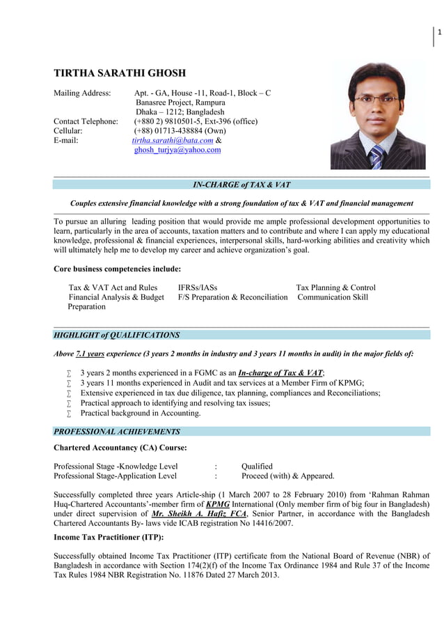 Resume of Tirtha Sarathi Ghosh | PDF