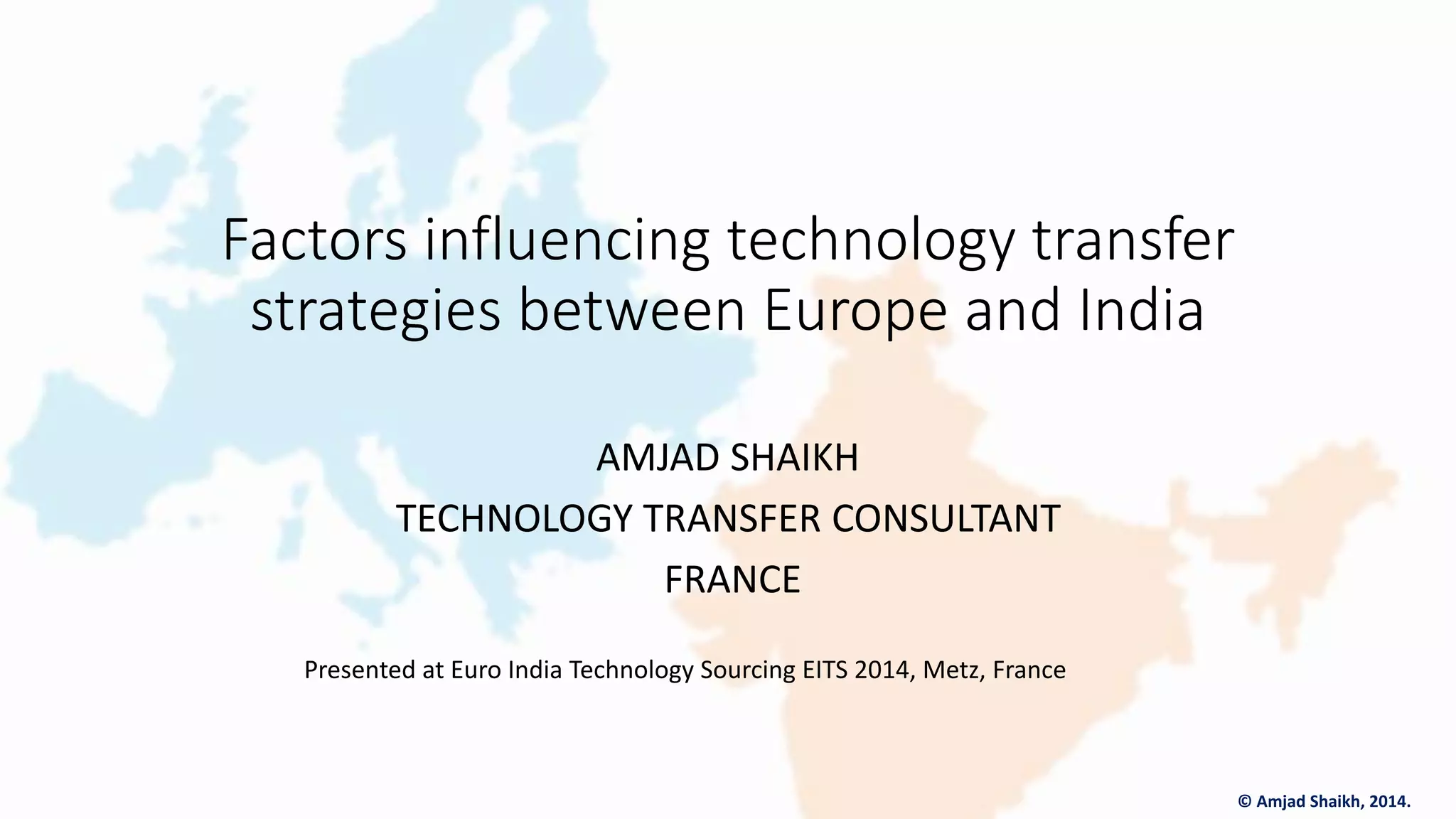 Technology Transfer between Europe and India | PPT