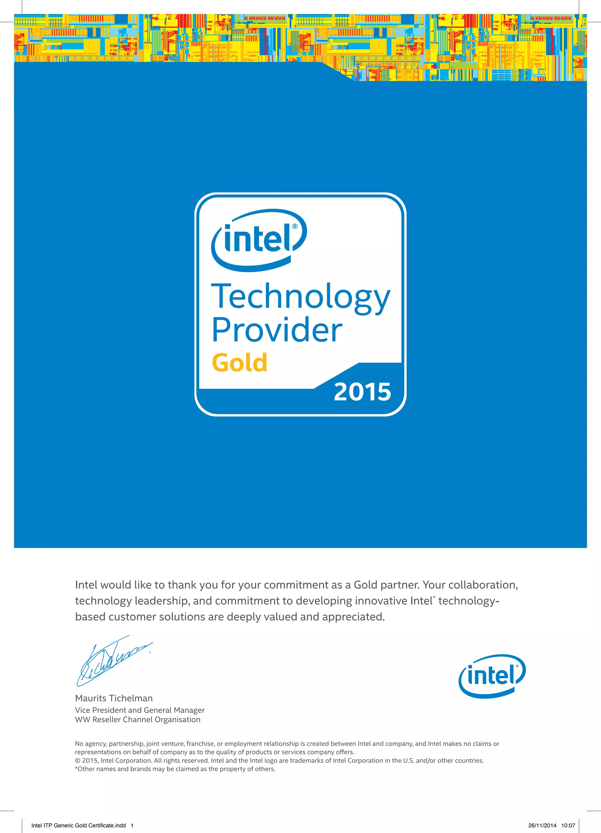 Intel ITP Generic Gold Certificate_PRINT | PDF