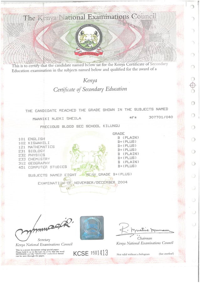 KCSE cert. | PDF
