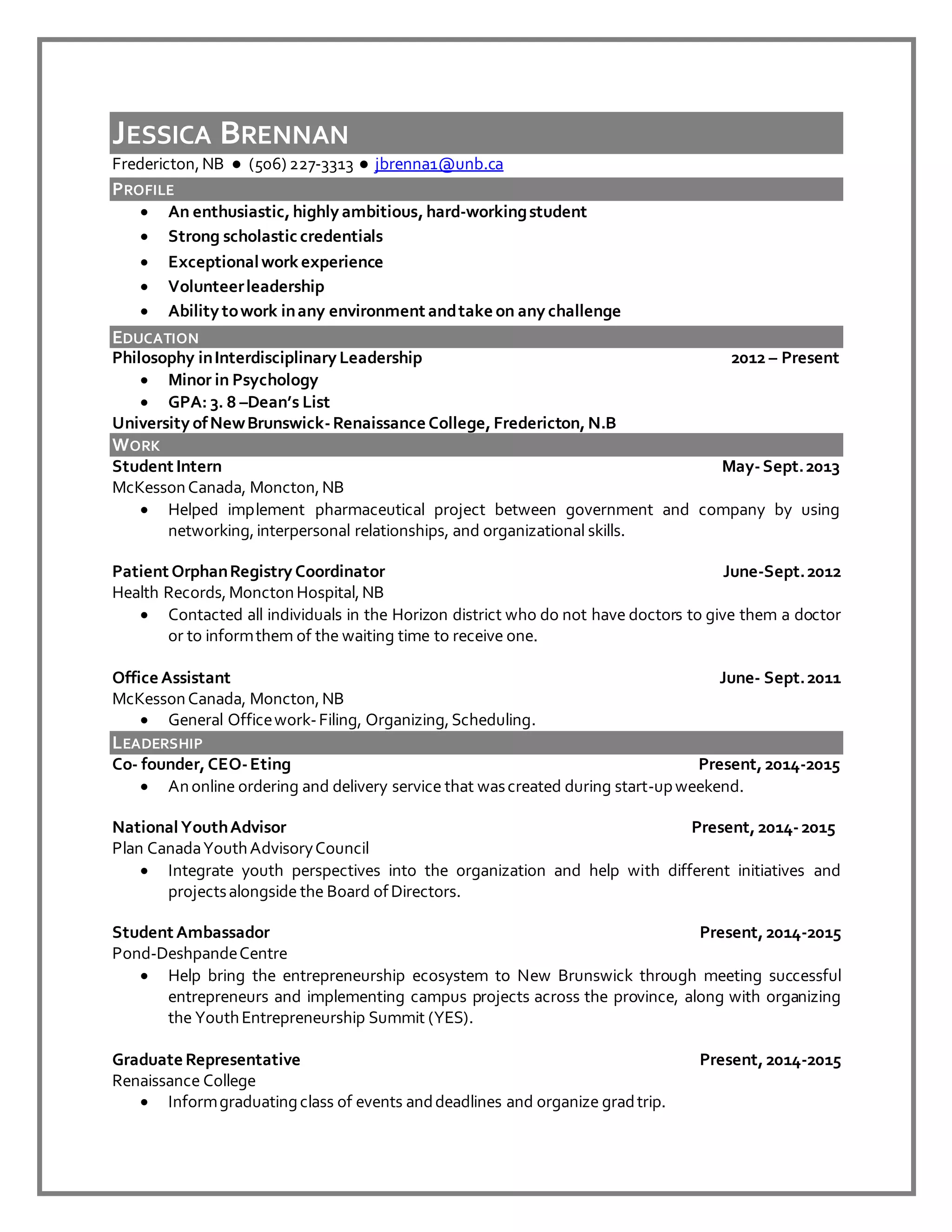 Jessica Brennan's Resume | PDF