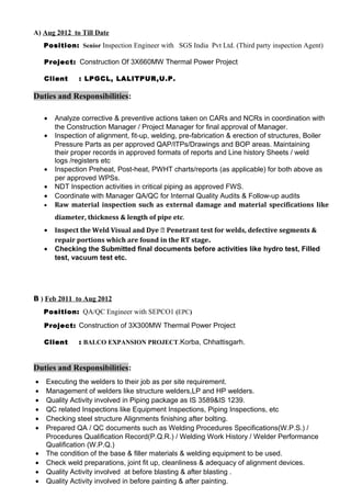 CV of Quality mechanical-naren... | PDF