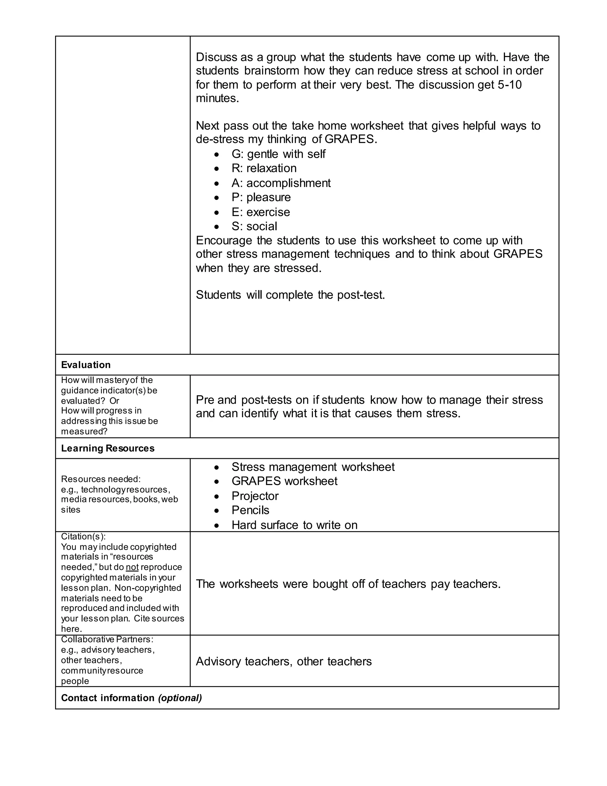 guidance lesson academic | DOCX