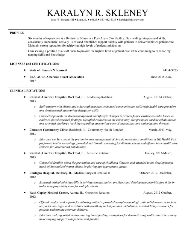 Skleney, Karalyn - Resume 2016 (extended) | PDF