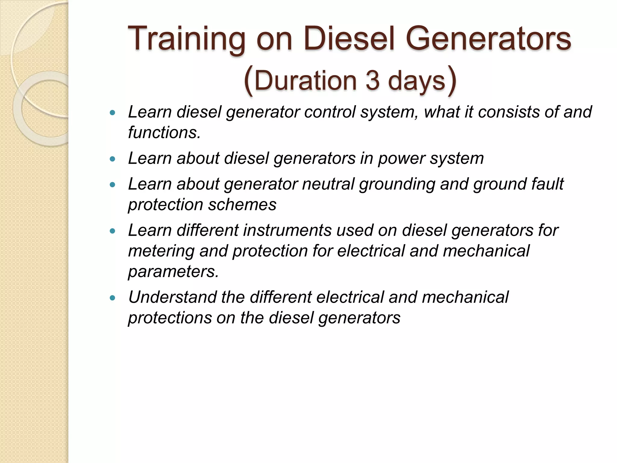 Training on Diesel Generators | PPTX