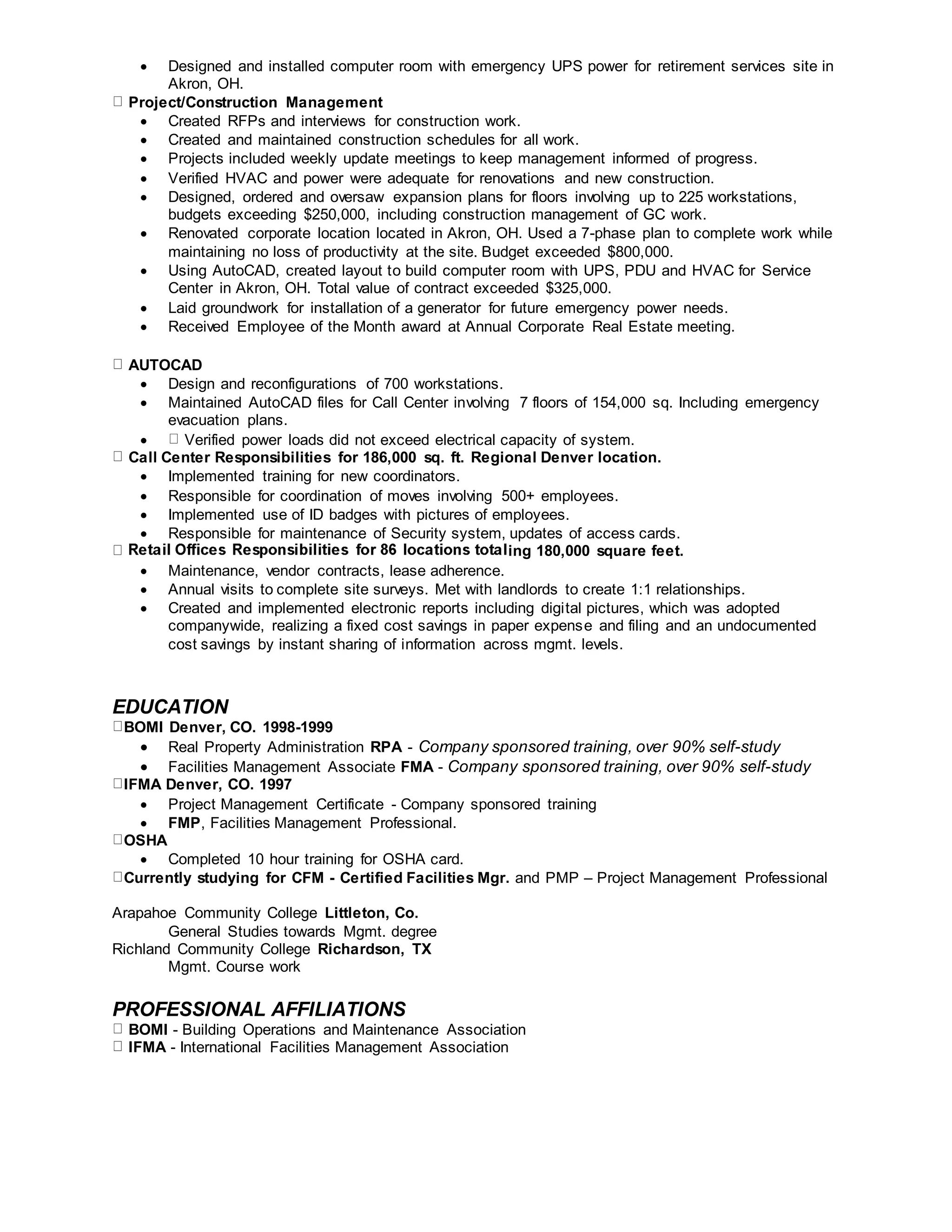 Martin L Reetz Resume 092215 | DOCX | Construction Industry | Industries