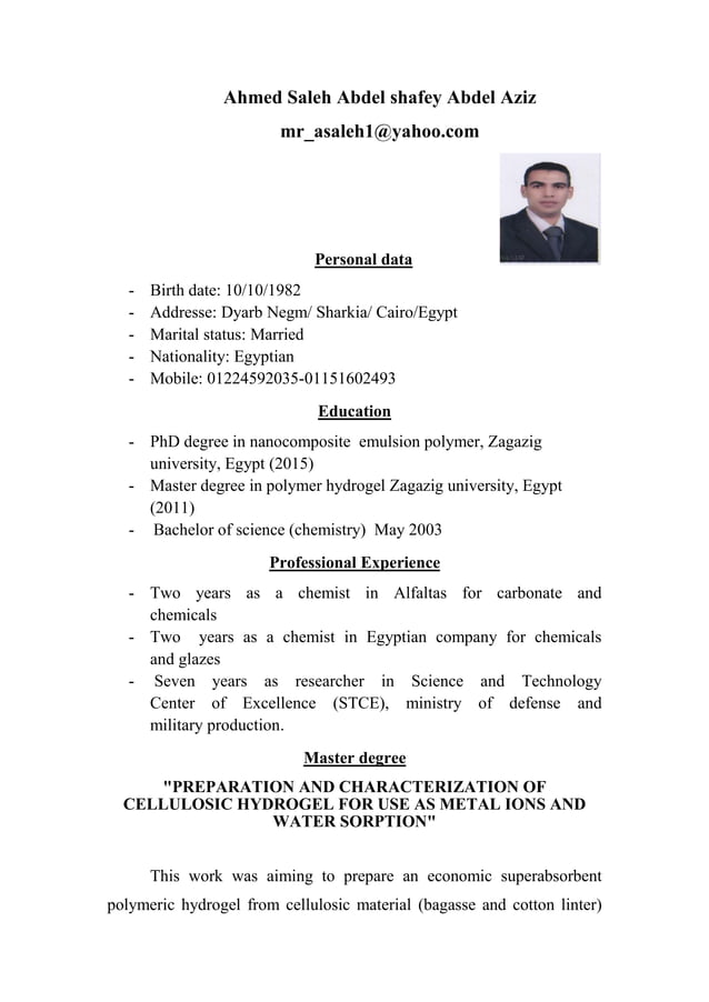 ahmed c.v | PDF