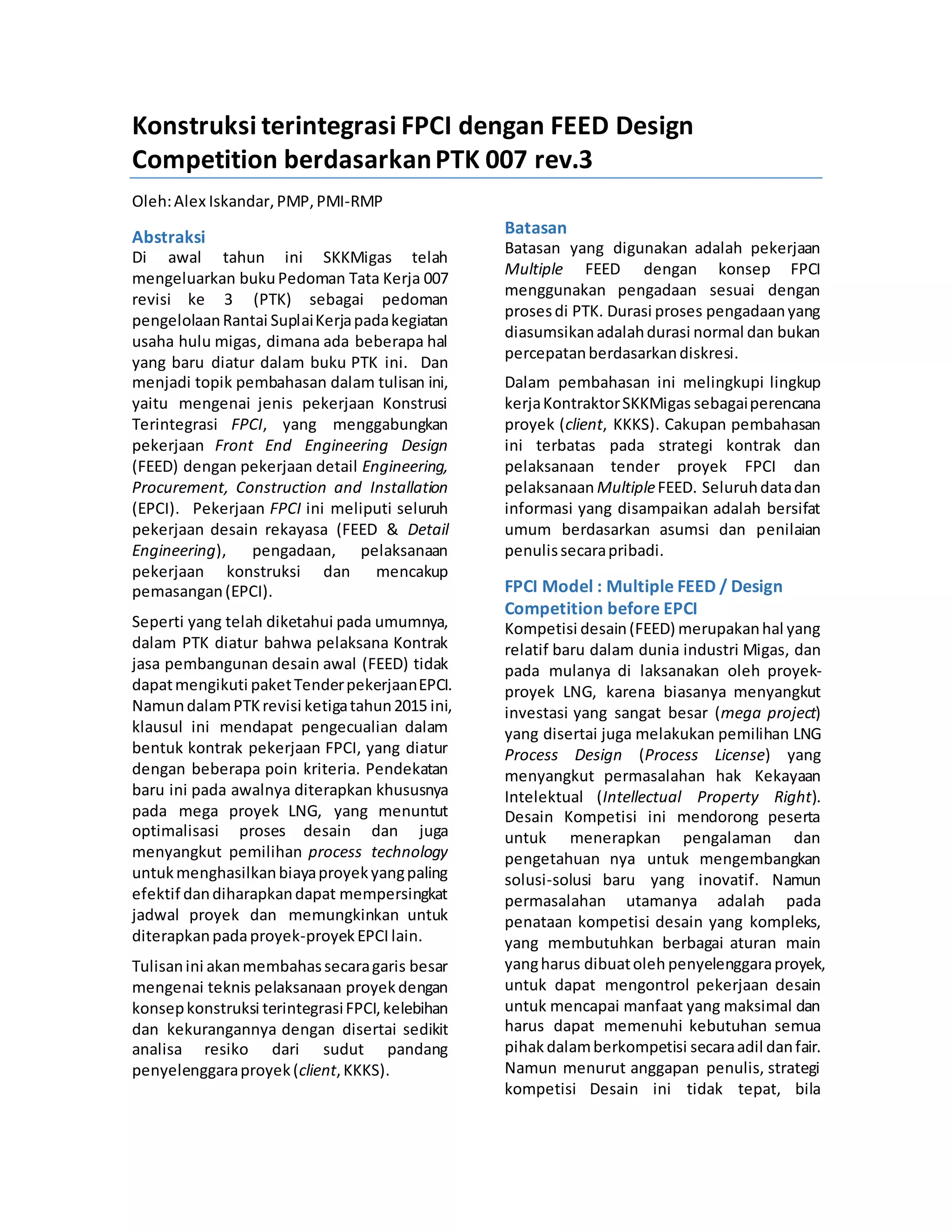 FPCI dengan FEED Design Competition | DOCX