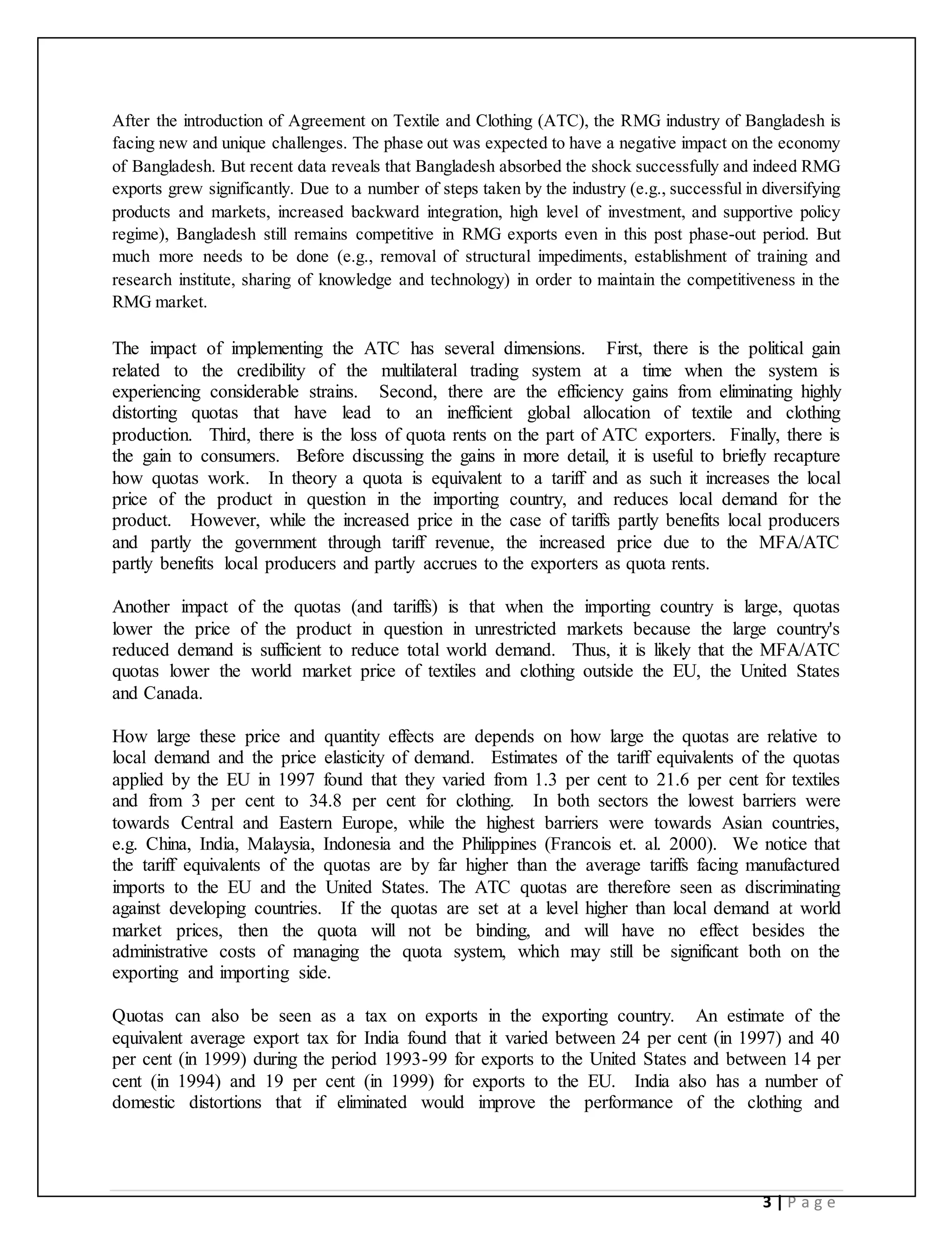Agreement on Textiles and Clothing (ATC) And Its Impact on Bangladesh ...