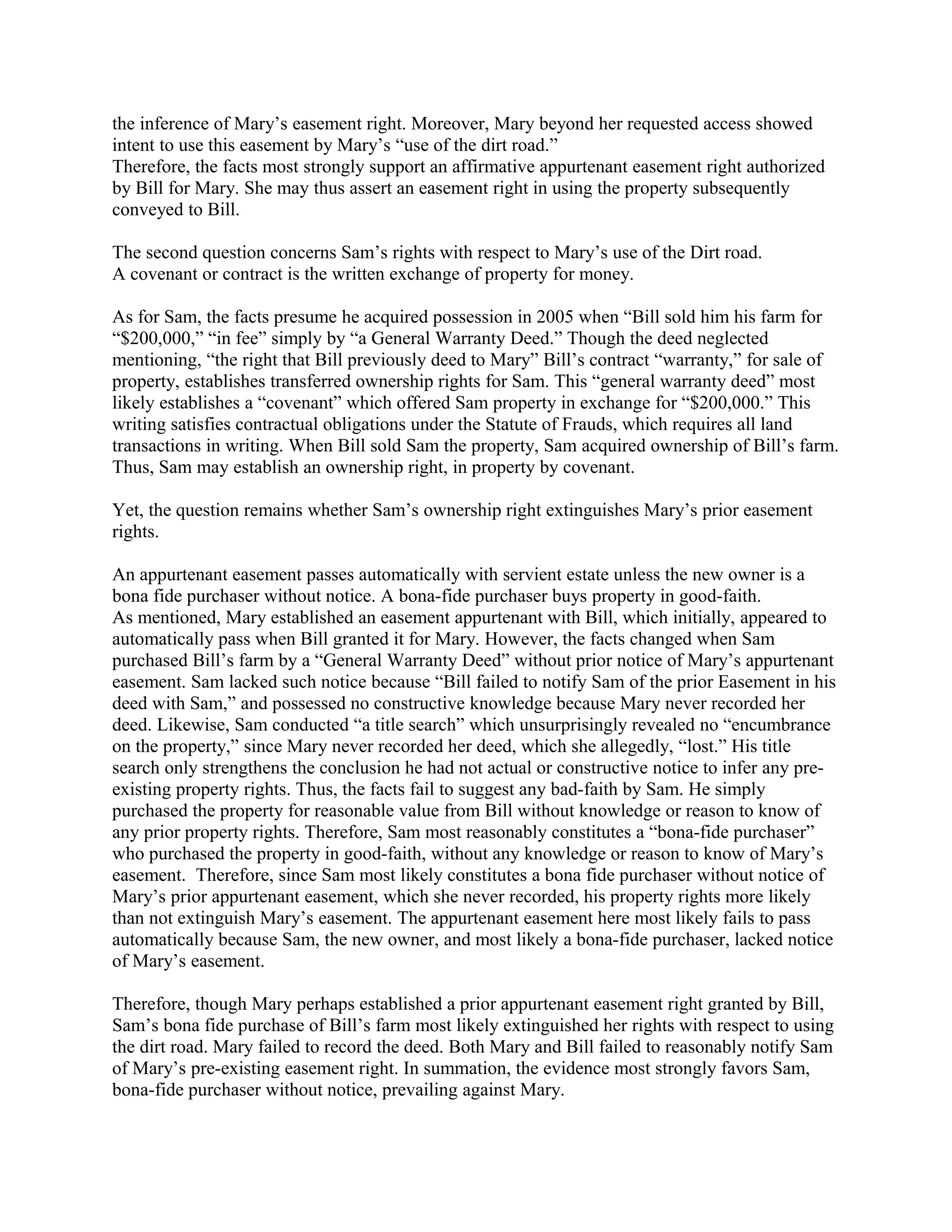 EASEMENT PRACTICE PROBLEM | DOC