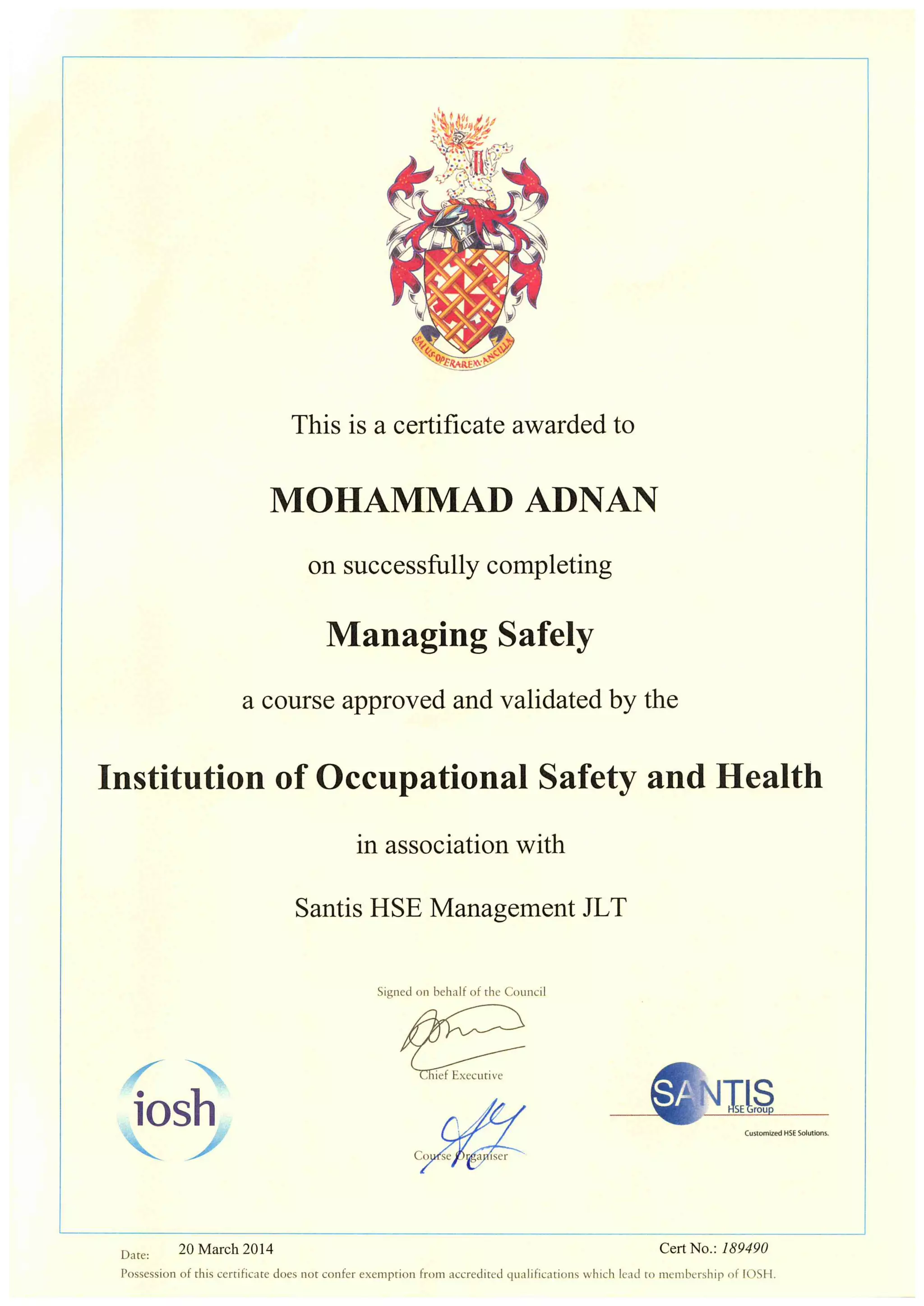 HSE certificate | PDF