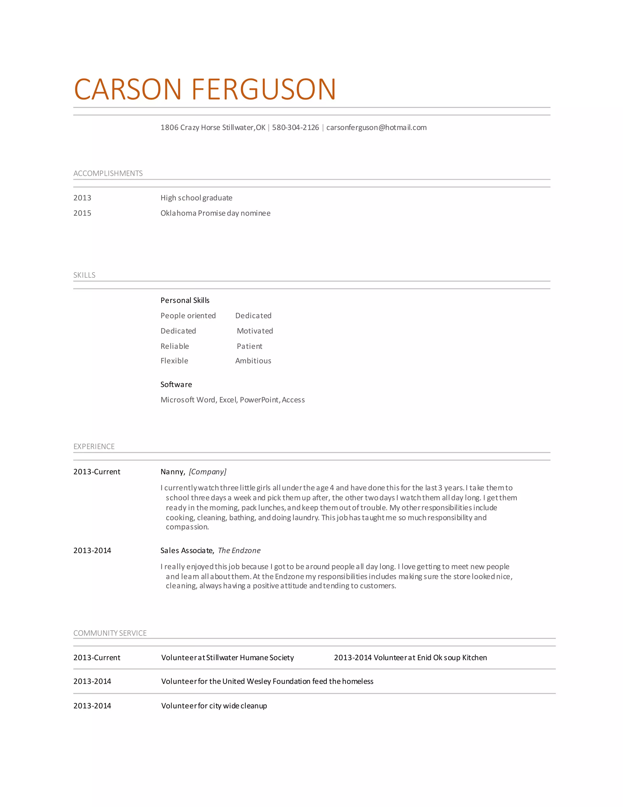 Carson Ferguso resume | DOCX