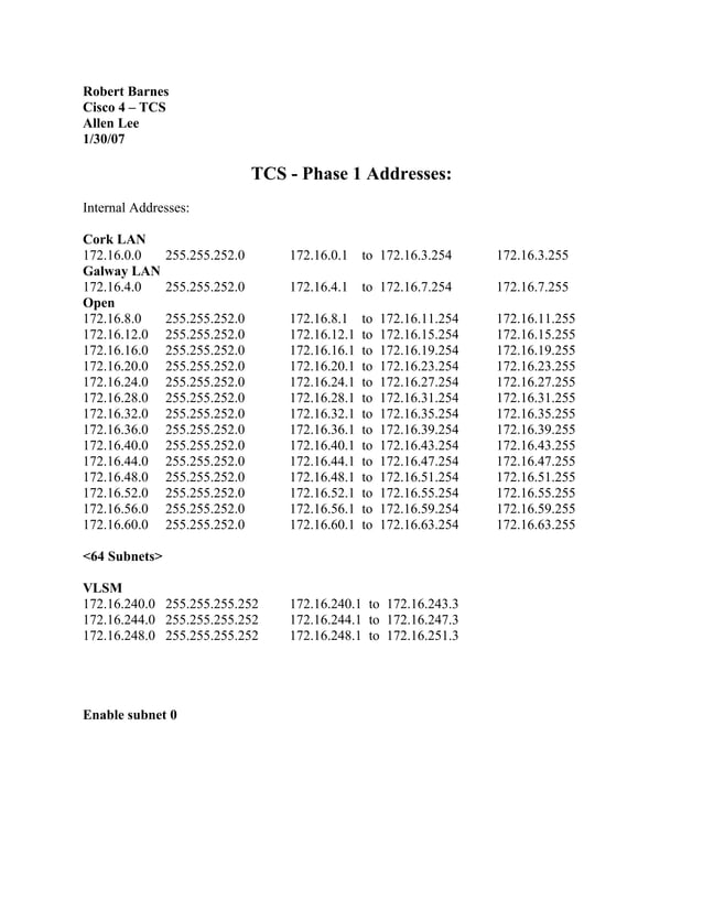RBarnes - TCS 1_Addresses | DOC | Computer Networking | Computing