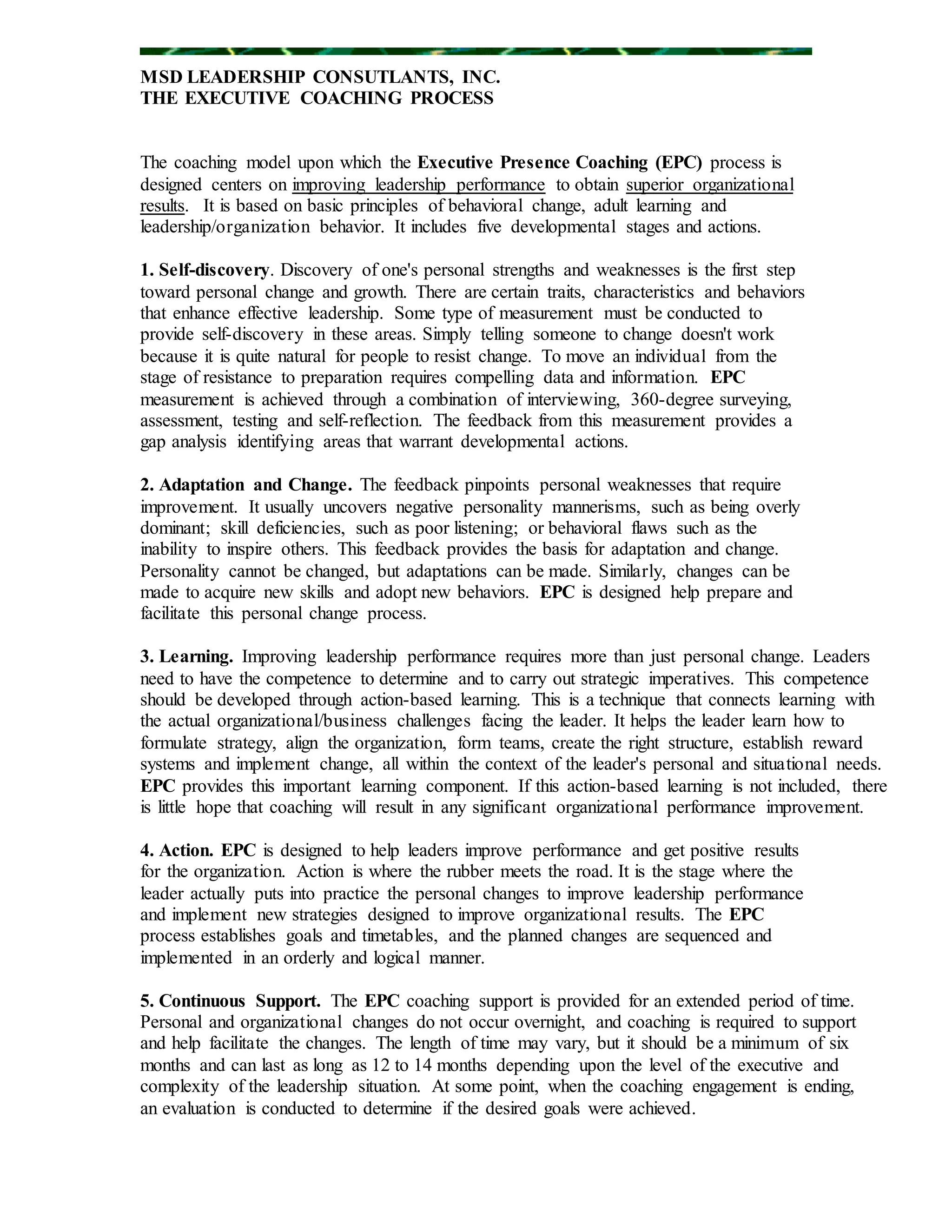 THE EXECUTIVE COACHING PROCESS | DOCX