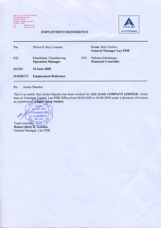 ALS Employment certificate | PDF