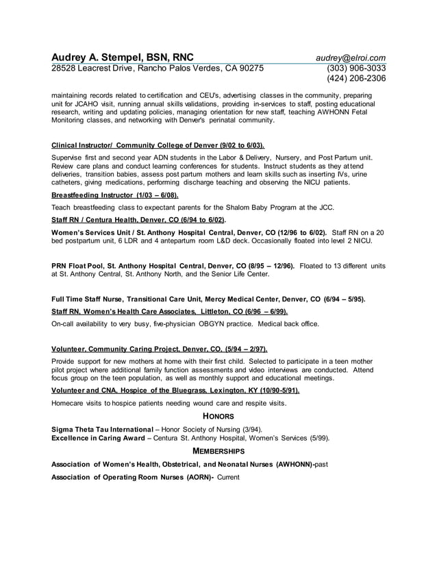 Audrey Resume 2015 with SBS | DOCX | Pregnancy | Reproductive Health