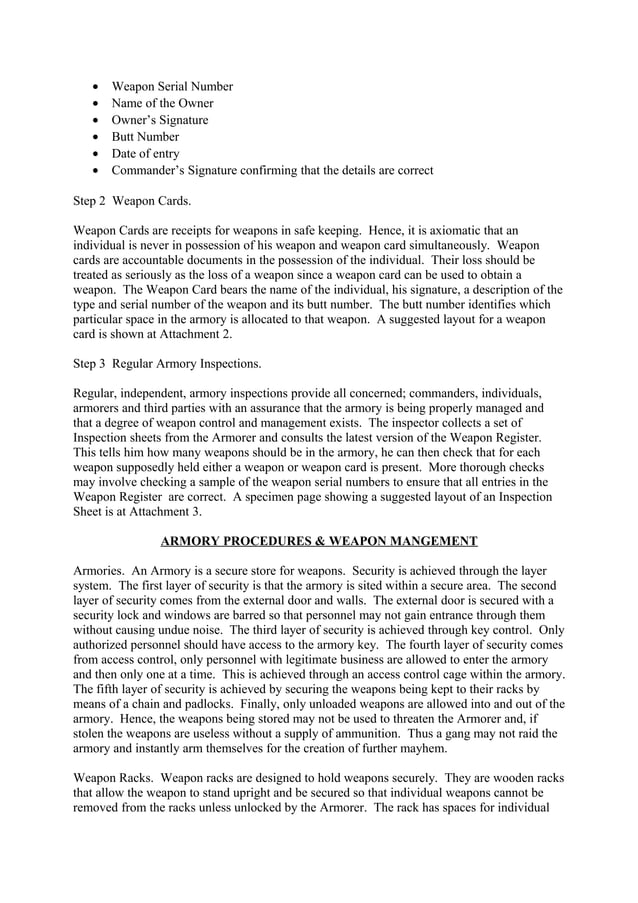 REVISED WEAPON MANAGEMENT AND ARMOURY CONTROL PROCEDURES ( | DOC