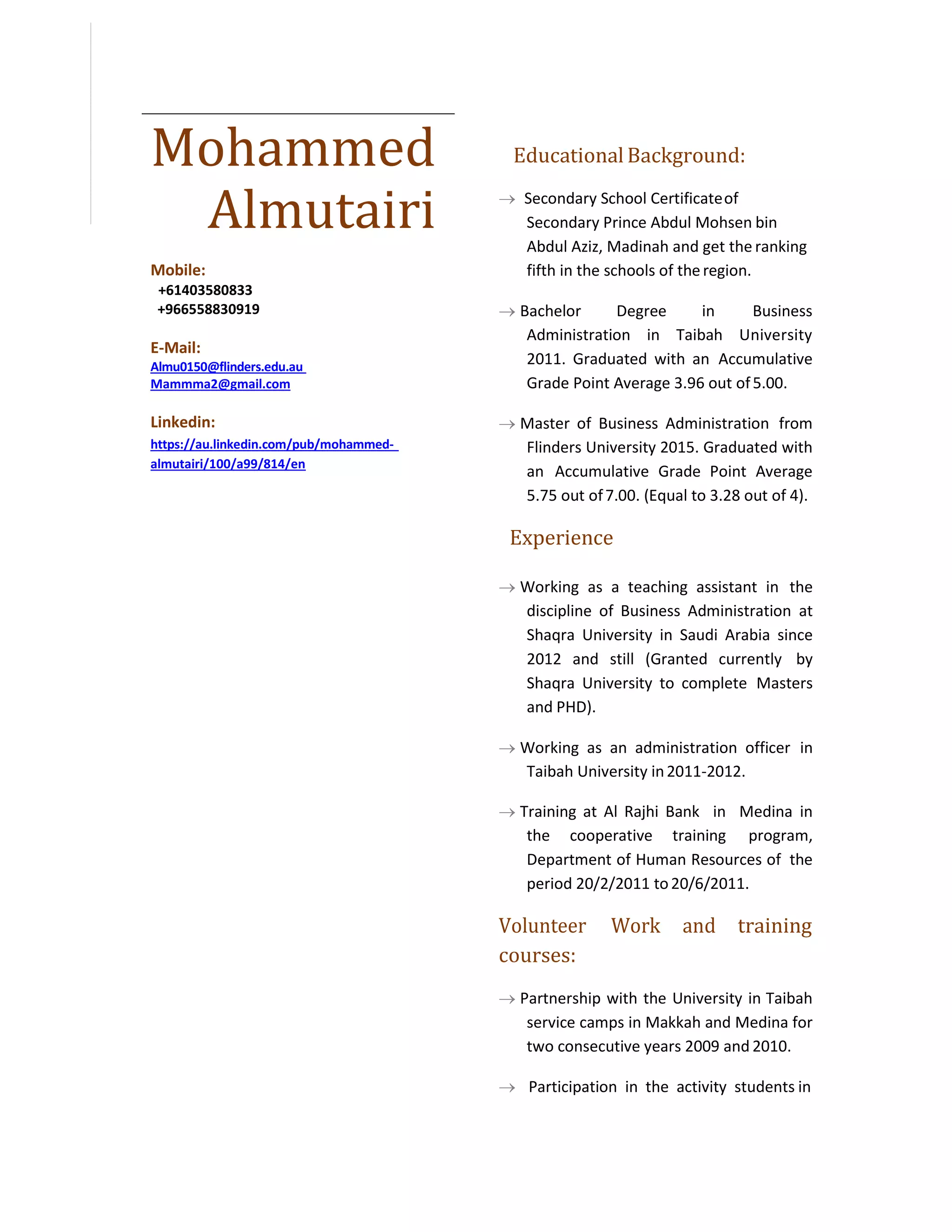 Mohammed Almutairi Resume | PDF