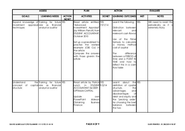 DAVID LAWES AAT CPD PLANNER 1-9-13 TO 31-8-14