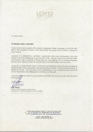 Reference- The Leaves Guest House | PDF