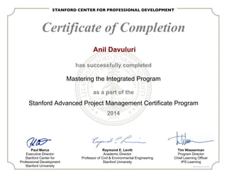 Stanford Adv Project Mgmt Certificate Program | PDF
