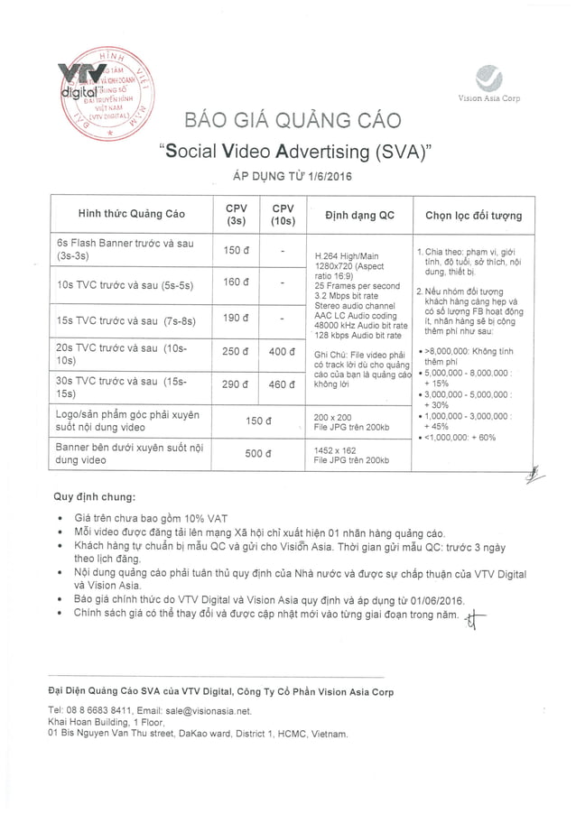 VTV- Bao gia SVA | PDF