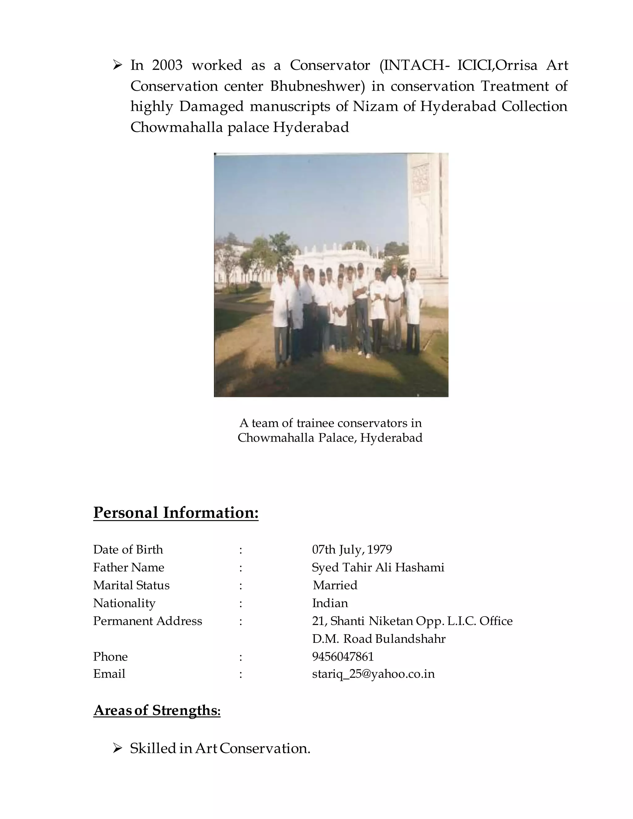 cv of syed Tariq azhar update | DOCX