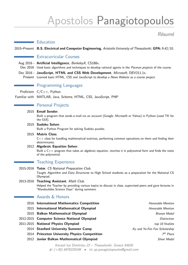 Apostolos Panagiotopoulos CV - 2017 | PDF | Programming Languages | Computing