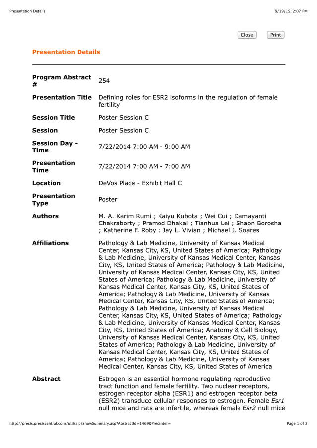 SSR 2014-poster-Defining roles for ESR2 isoforms in the regulation of ...