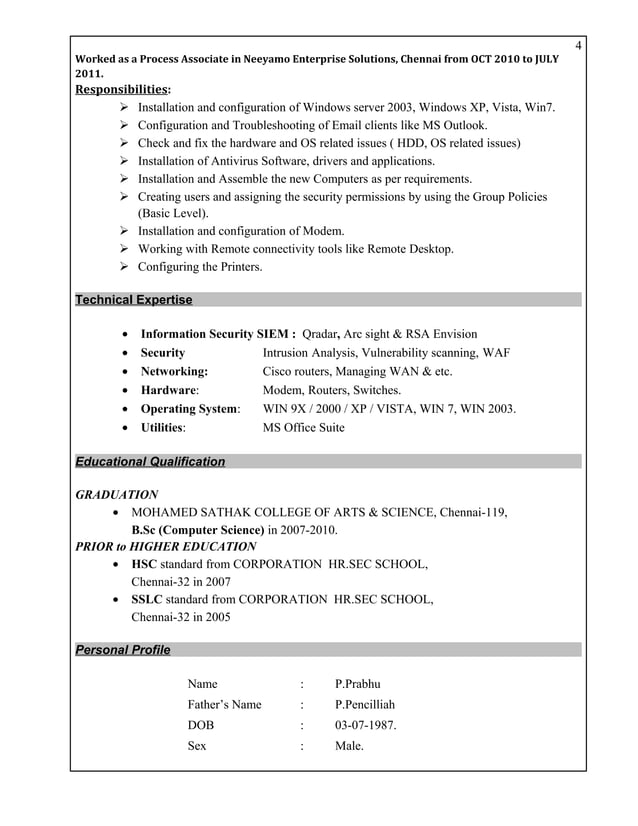 Prabhu Resume | DOC