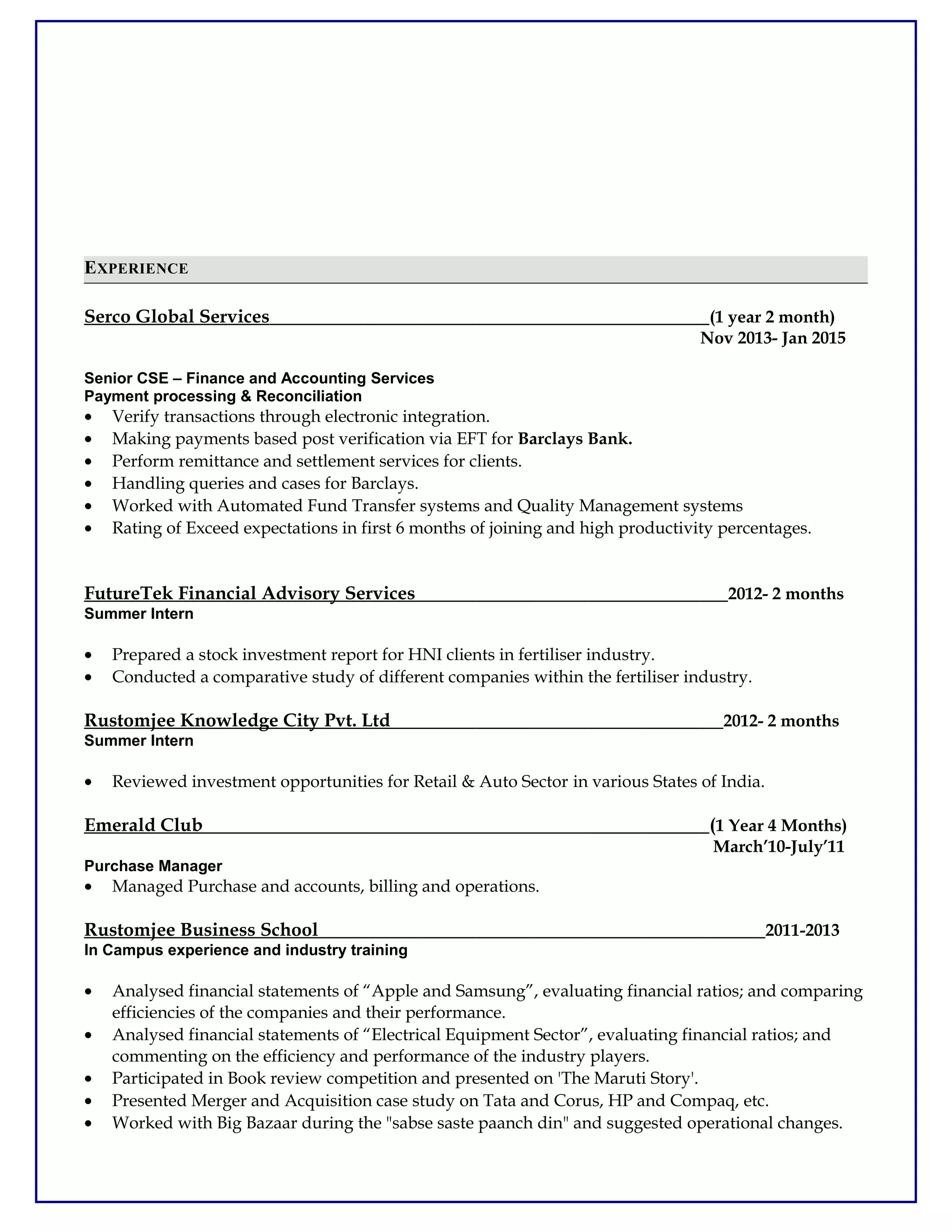 Sandesh Shetty Resume 2015 | DOC