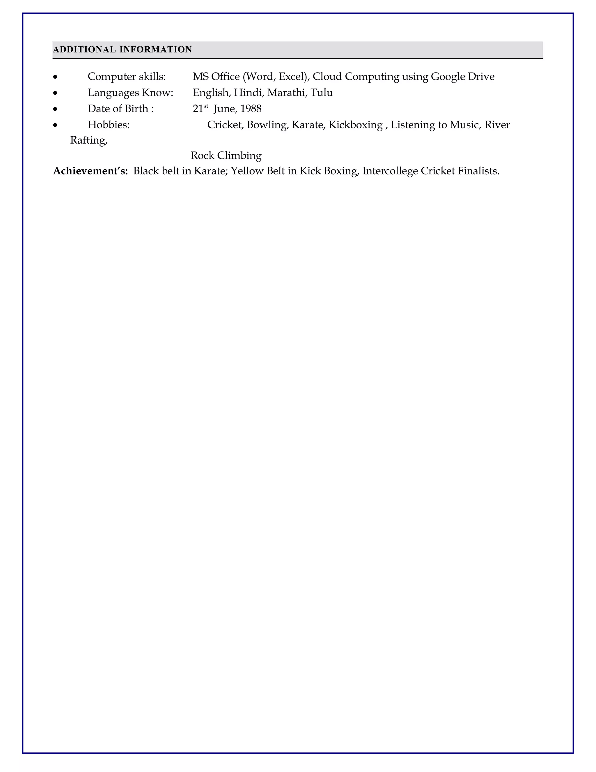 Sandesh Shetty Resume 2015 | DOC