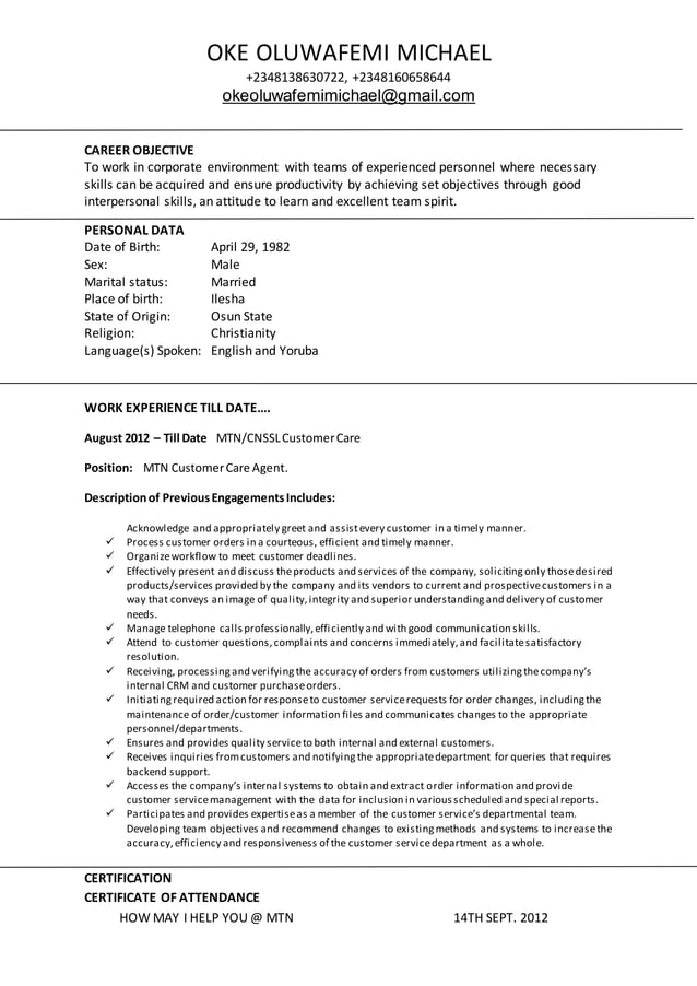 OKE OLUWAFEMI MICHAEL CV | DOCX | Business | Business and Finance