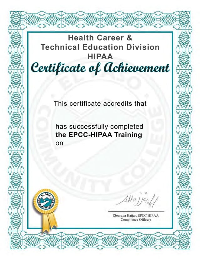 HIPAA Certificate | PDF