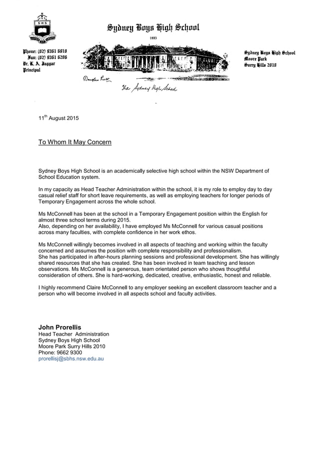 SBHS letterhead Claire McConnell 2015 | PDF