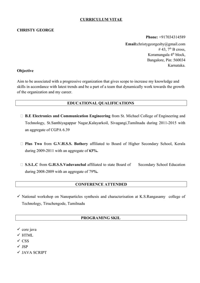 Christy George -Resume | PDF | Free Download