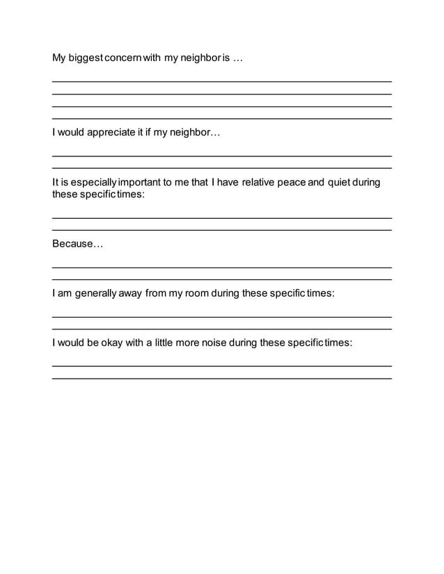 Neighbor Conflict Mediation Sheet | DOCX